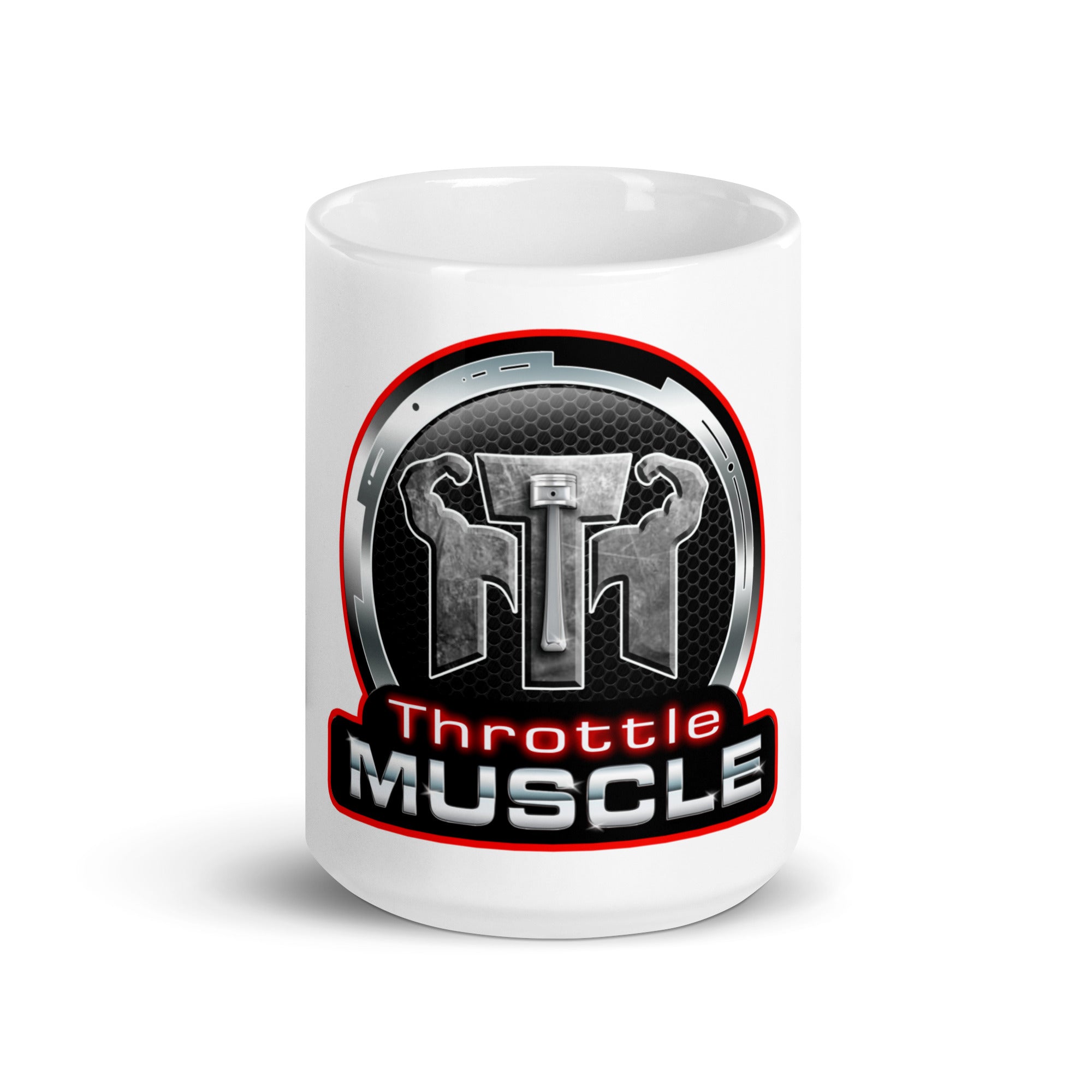 Throttle Muscle Branded White glossy mug perfect for coffee – Throttle ...
